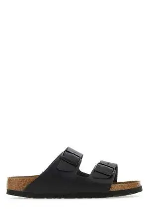 BIRKENSTOCK Arizona Leather Slippers - Black