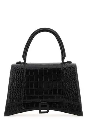 Balenciaga Hourglass Leather Handbag With Adjustable Shoulder Strap - Black