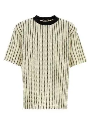 JIL SANDER Embroidered Crochet T-shirt - Stripped