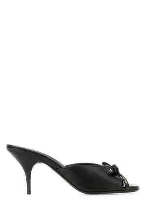 Miu Miu Nappa Leather Bow Detail Low Heel Sandals