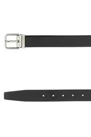 Dolce & Gabbana 3 Cm Leather Belt With Silver-tone Metal Finishing - Black