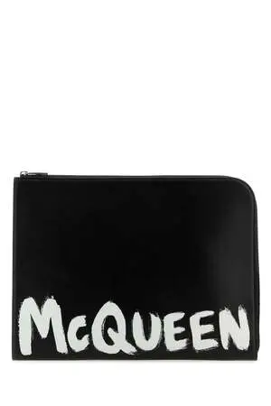 Alexander McQueen Leather Document Holder - Black