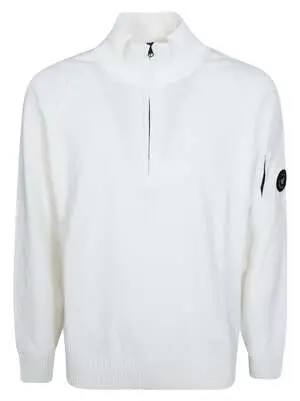 C.P. COMPANY Lambswool Half-zip Sweater - Bianco