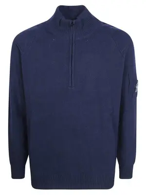 C.P. COMPANY Lambswool Grs Half-zip Sweater - Rosso