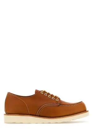 Red Wing Lace-up Leather Shoes With Rubber Sole - Camel