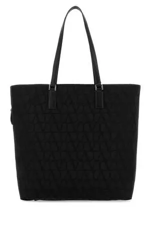 Valentino Garavani Tolie Iconographe Shopping Handbag 35 Cm X 45 Cm X 15 Cm With 25 Cm Handle - Black