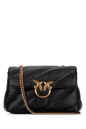 Pinko Leather Crossbody Bag With Chain Strap - Black