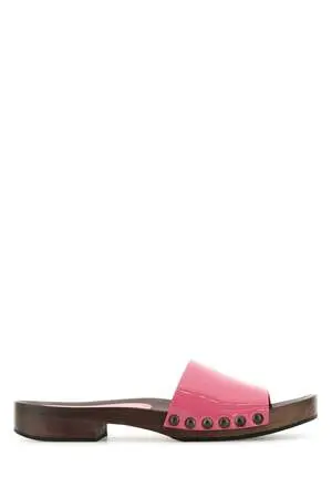 Miu Miu Patent Leather Studded Clogs - Pink