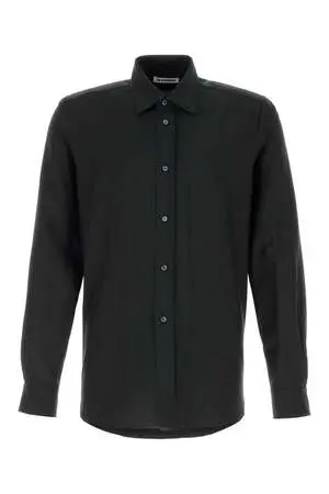 JIL SANDER Wool-mohair Blend Button-up Shirt - Black