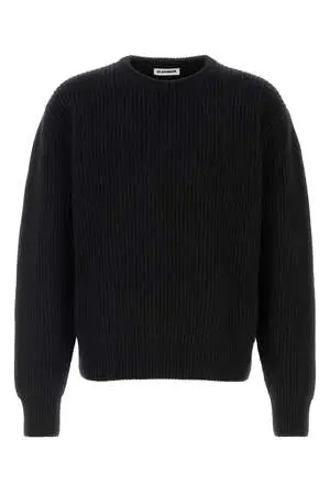 JIL SANDER 100% Wool Knit Sweater - Black