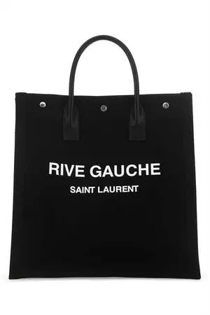 Saint Laurent Rive Gauche Shopping Handbag In Canvas With 37.5cm Width, 39cm Height & 18cm Depth - Black