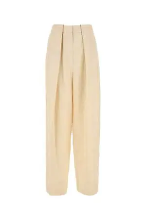 Stella McCartney Cream Viscose-linen Blend Wide-leg Pant