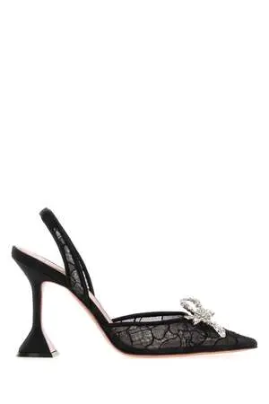 Amina Muaddi Rosie Lace Slingback Pumps