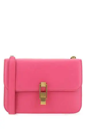 Saint Laurent Square 23 Cm Leather Shoulder Handbag With Antiqued Brass Hardware - Pink