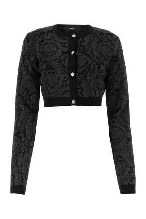 Versace Embroidered Stretch Viscose-blend Cardigan - Printed