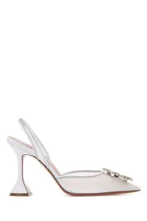Amina Muaddi Begum Mesh Slingback Pumps - White
