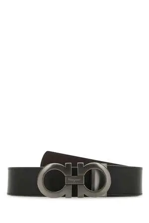FERRAGAMO Double Hook Belt Buckle, % Calf - Nerohickory