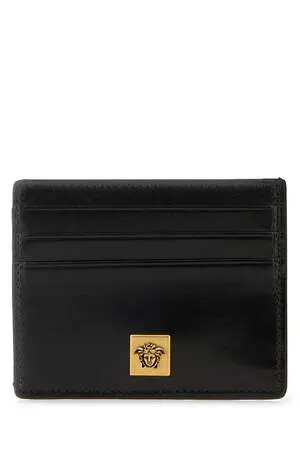 Versace Mini Leather Card Holder, 10 Cm X 9 Cm - Black