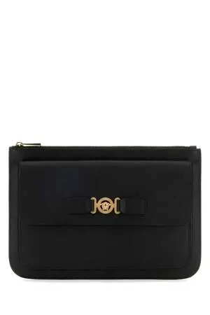 Versace Large Medusa Biggie Leather Clutch Bag - Black