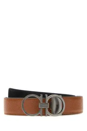 FERRAGAMO Biscuit Leather Reversible Belt, 3 Cm - Camel