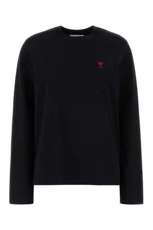 AMI Paris Organic Cotton T-shirt For - Black