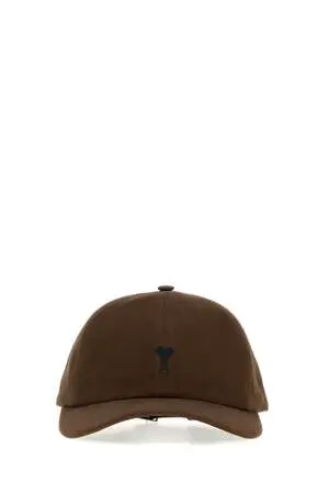 AMI Paris Cotton Baseball Cap - Brown