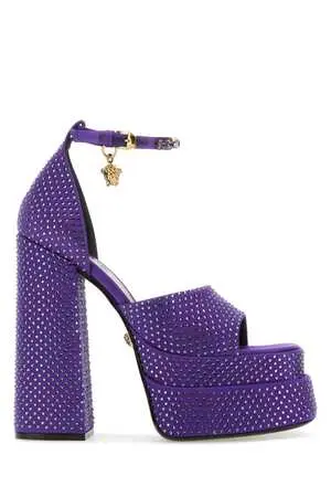 Versace Medusa Aevitas Satin Sandals For With 16 Cm Stiletto Heel And 6 Cm Platform - Purple