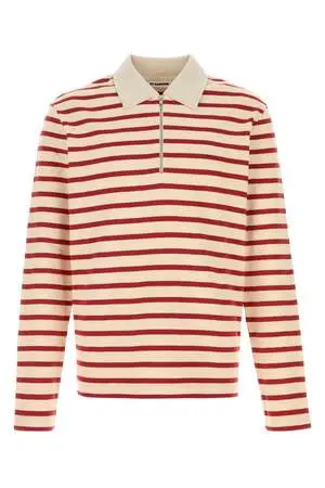 JIL SANDER Embroidered Cotton Polo Shirt With Striped Detail - Stripped
