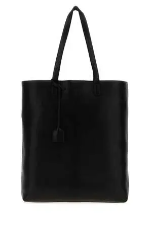 Saint Laurent Leather Shopping Bag 32 Cm X 40 Cm X 13 Cm With Suede Lining - Black