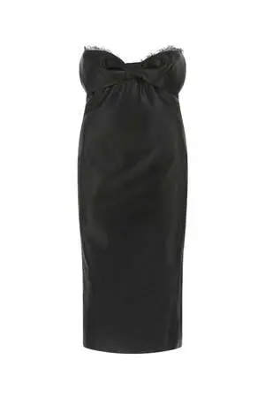 Saint Laurent Satin Slip Dress With Bow Detail