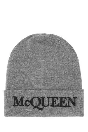 Alexander McQueen Cashmere Beanie Hat - Grey