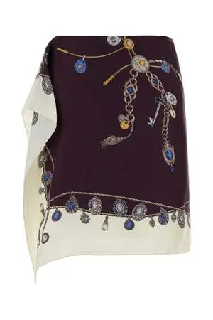 Versace Pleated Silk Mini Skirt With Barocco Print - Printed