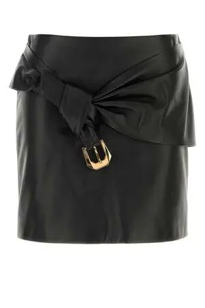 Versace Leather Mini Skirt With Belted Detail