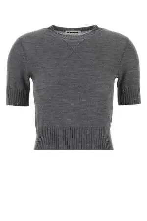 JIL SANDER 100% Virgin Wool Knit Sweater - Grey