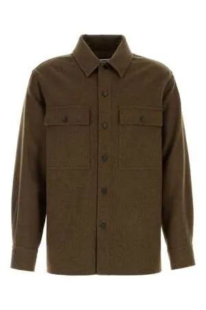 JIL SANDER Khaki Wool Shirt - Green