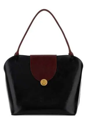 Versace Versatile Leather Shopping Handbag For With 23cm Handle Drop - Black