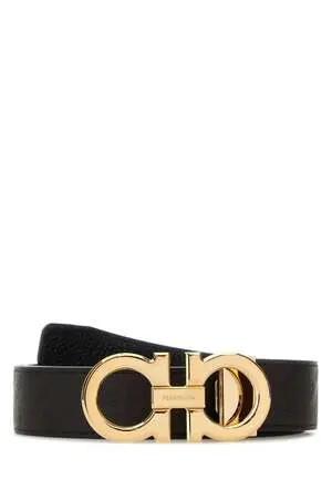 FERRAGAMO No Must Exclude Brand; Revised Title: Reversible Leather Belt With Golden Metal, 3.5 Cm - Brown
