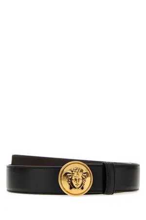Versace Versatile Calf Leather Belt With 3.5 Cm Height - Black