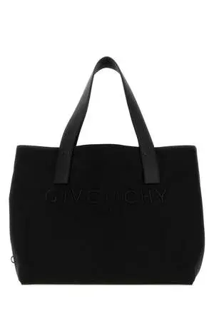 Givenchy Cargo Shopping Handbag In Nylon Canvas - Black