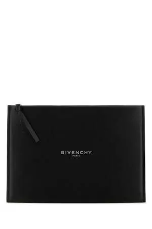 Givenchy Large Leather Antigona Stamped Clutch - Black