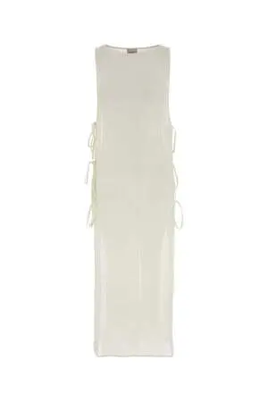 Le Kasha Linen Dress Cover-up With Cords - White