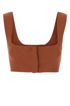 Le Kasha Organic Linen Crop Top - Red