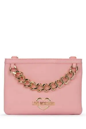 Moschino Mini Leather Handbag With Heart Chain - 600