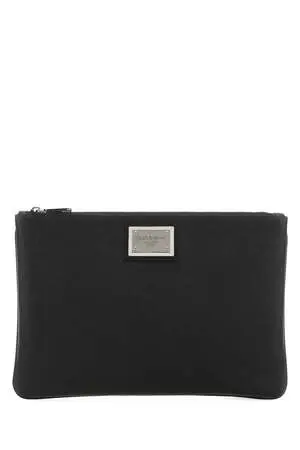 Dolce & Gabbana Mini Leather And Nylon Pouch Handbag - Black