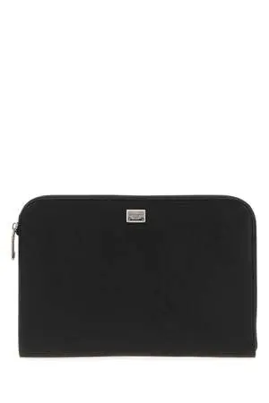 Dolce & Gabbana Sicily Leather Clutch Bag 27 Cm X 20 Cm X 3 Cm For - Black