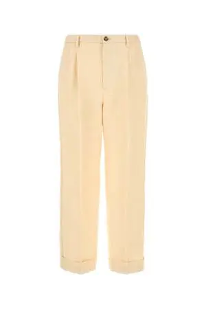 Valentino Garavani Cream Jute-blend Trousers For - Yellow