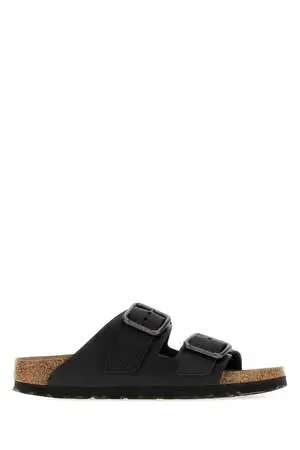 BIRKENSTOCK Arizona Leather Slip-on Slippers - Black