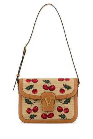 Valentino Garavani Embroidered Raffia Crossbody Handbag