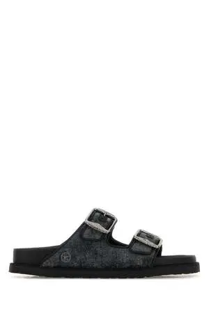 BIRKENSTOCK 1774 X BECOMES BERLIN Arizona Velvet Slip-on Sandals With Contrast Piping - Multicoloured