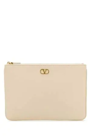 Valentino Garavani Mini Leather Pouch Handbag, 22 Cm X 16 Cm X 3 Cm - White
